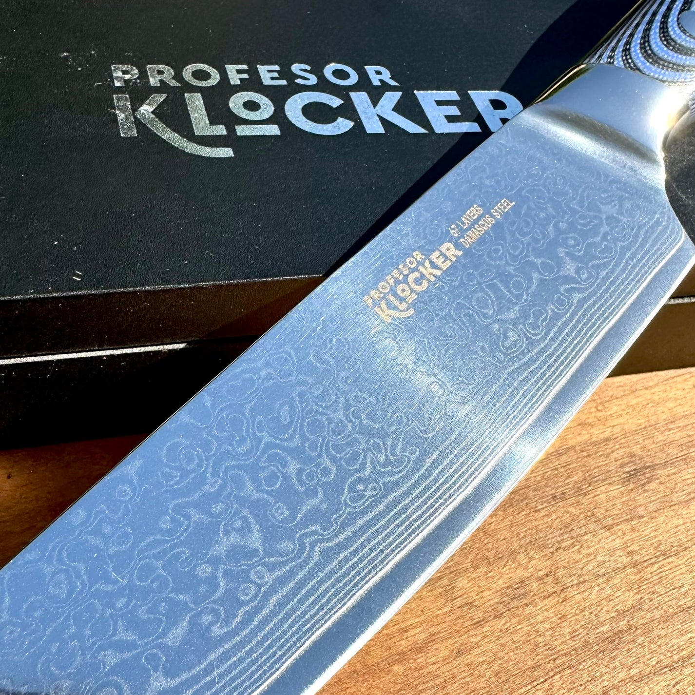 Cuchillo PK 8" Damasco Azúl – Profesor Klocker